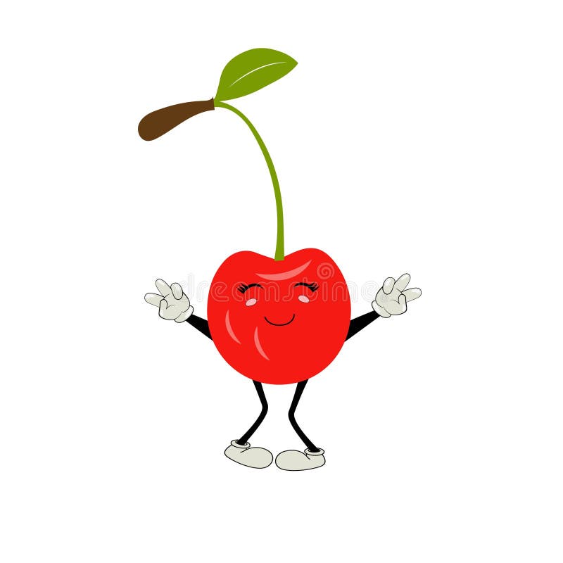 Cherry Cartoon Vector Illustration. Cute Cherry Character Stock Vector ...