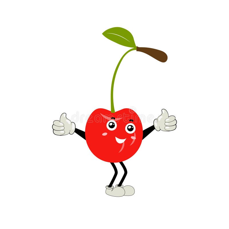 Cherry Cartoon Vector Illustration. Cute Cherry Character Stock Vector ...