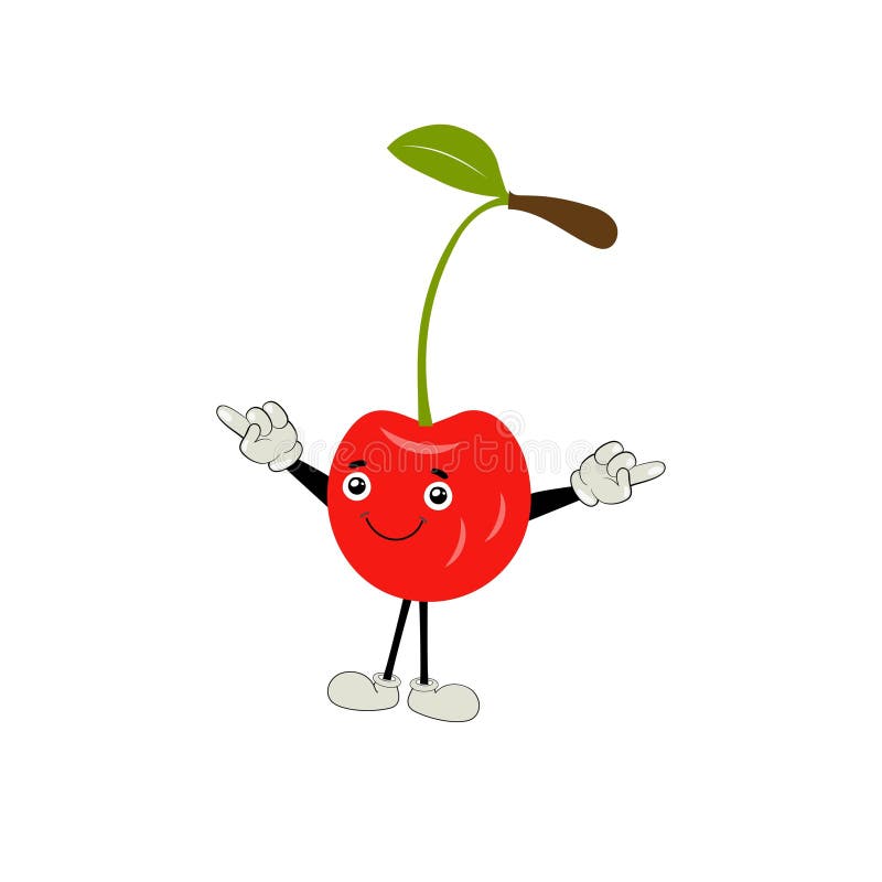 Cherry Cartoon Vector Illustration. Cute Cherry Character Stock Vector ...