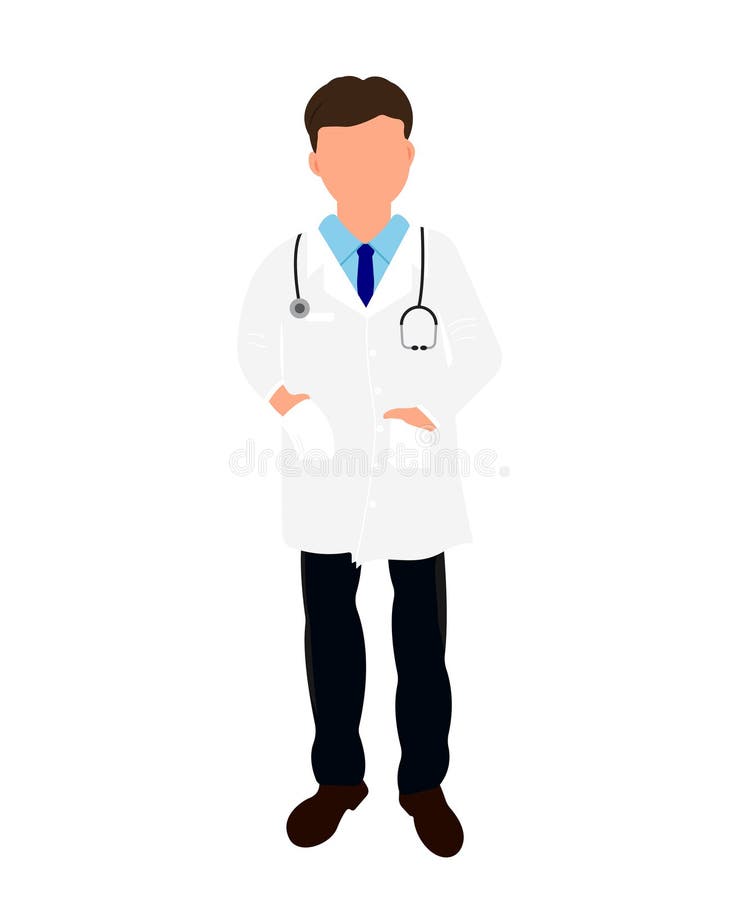 Male Doctor Illustration, Standing Medical Professional Flat Design ...