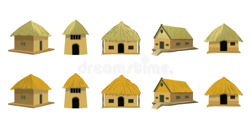 African Style Traditional House Collection, Bungalow with Thatched Roof ...