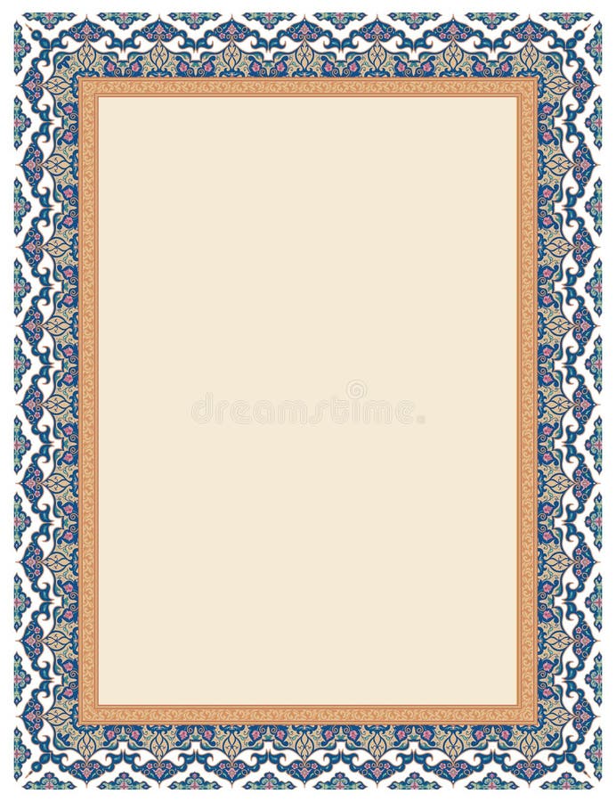 Decorative Mughal Floral Border Frame with Copy Space Vector Art. Stock ...