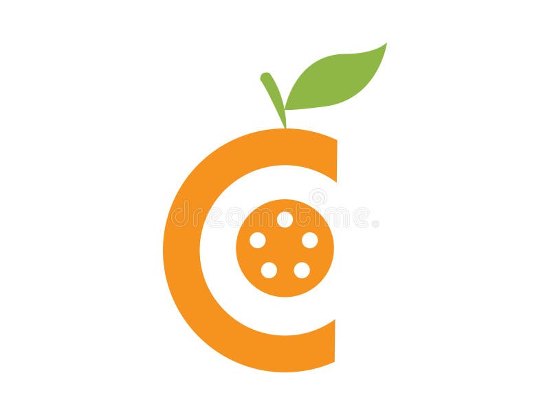 C Letter Orange Logo in a Modern Flat Style Stock Vector - Illustration ...