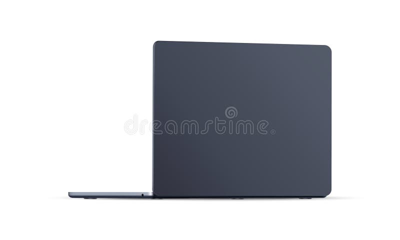 Laptop Backside View, Dark-Blue Mockup, Isolated on White Background ...