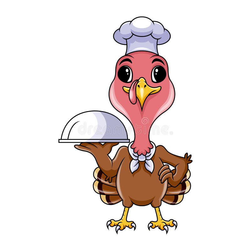 Cute Turkey Chef Serving a Platter Stock Vector - Illustration of ...