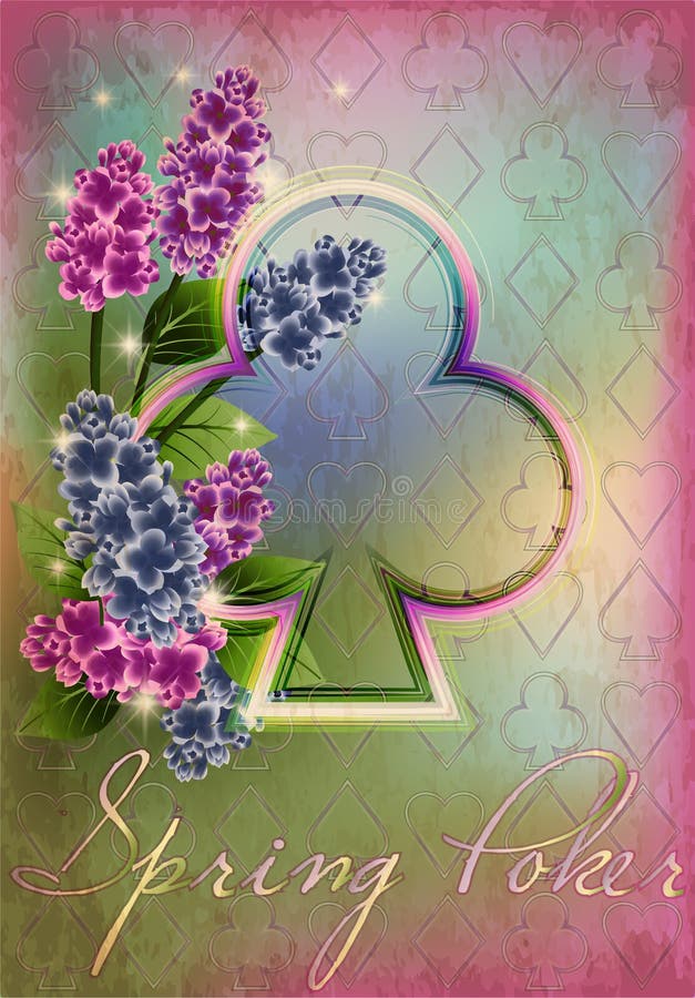 Spring Clubs Poker Card with Lilac Flowers. Vector Stock Vector ...