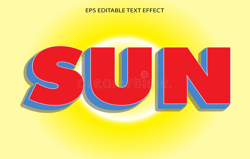 3d Sun Editable Text Effect Theme Style Stock Vector - Illustration of ...