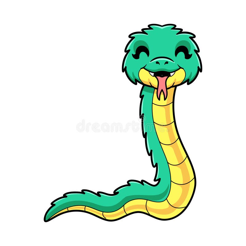 Cute Green Spiny Bush Viper Cartoon Stock Vector - Illustration of ...