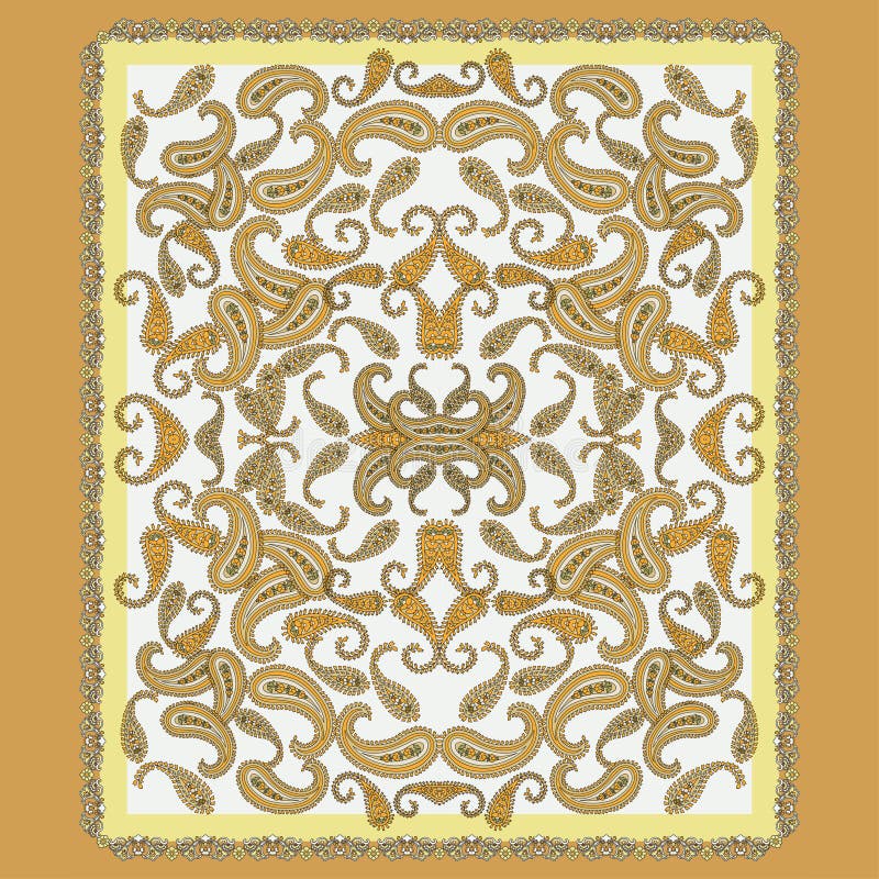 Vector Ornament Paisley Bandana Print, Silk Neck Scarf or Kerchief ...