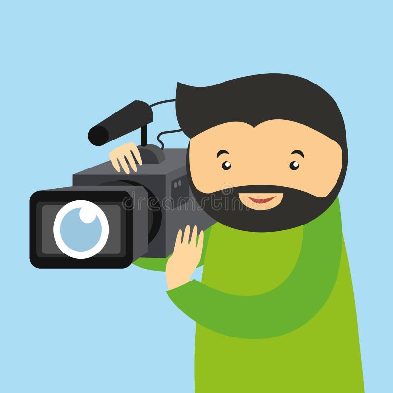 Cartoon Man with Video Camera. Stock Vector - Illustration of cartoon ...