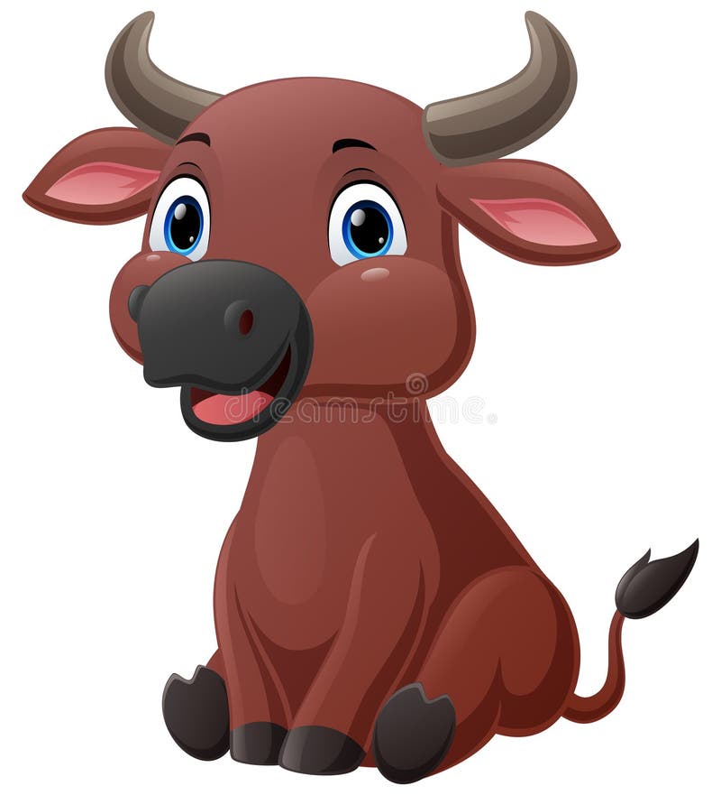Cute Little Buffalo Cartoon Sitting Stock Vector - Illustration of ...