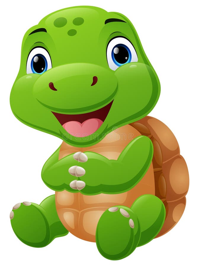 Cute Baby Turtle Cartoon Sitting Stock Vector - Illustration of life ...