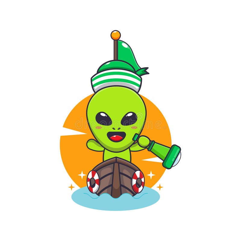 Cute Alien Eating Pizza Cartoon Vector Illustration. Stock Vector ...
