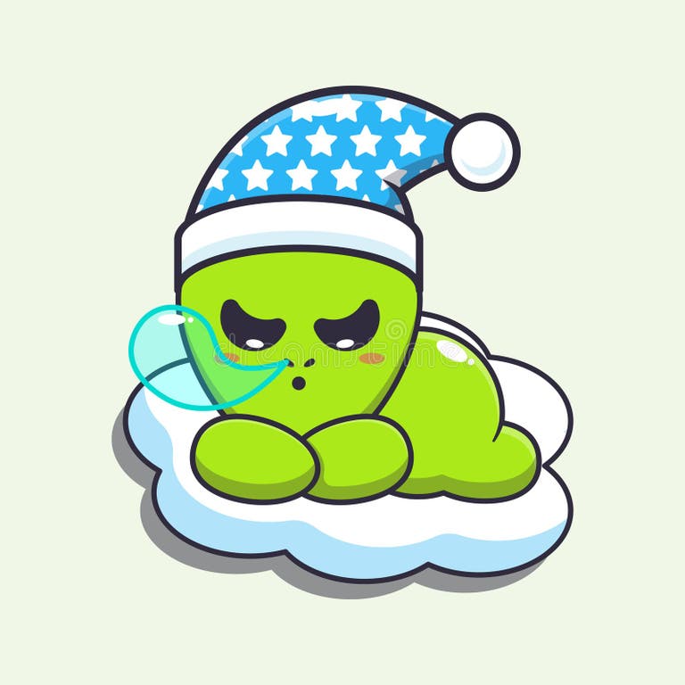 Cute Alien Sleep Cartoon Vector Illustration. Stock Vector ...