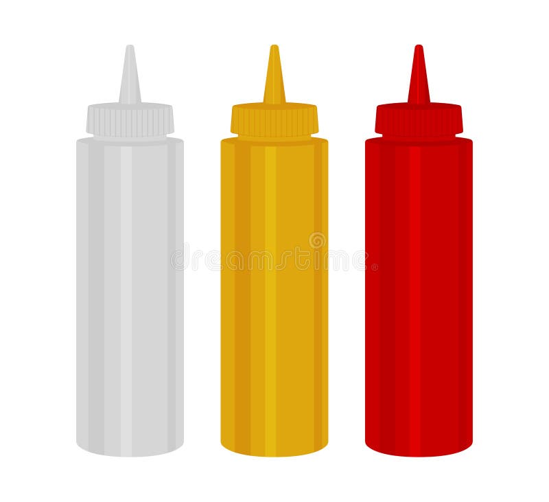 Set of Condiment Squeeze Bottles, Ketchup, Mustard and Mayo Plastic ...