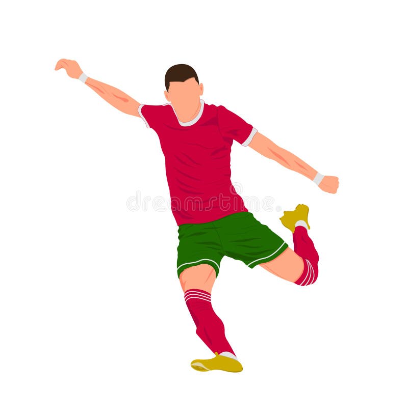 Football Player Kicking Ball, Soccer Player Shooting. Stock Vector ...
