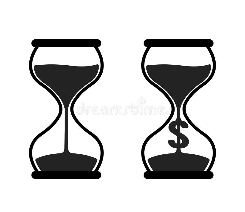 Sand Clock, Hourglass Silhouette, Money Sandglass Timer Stock Vector ...