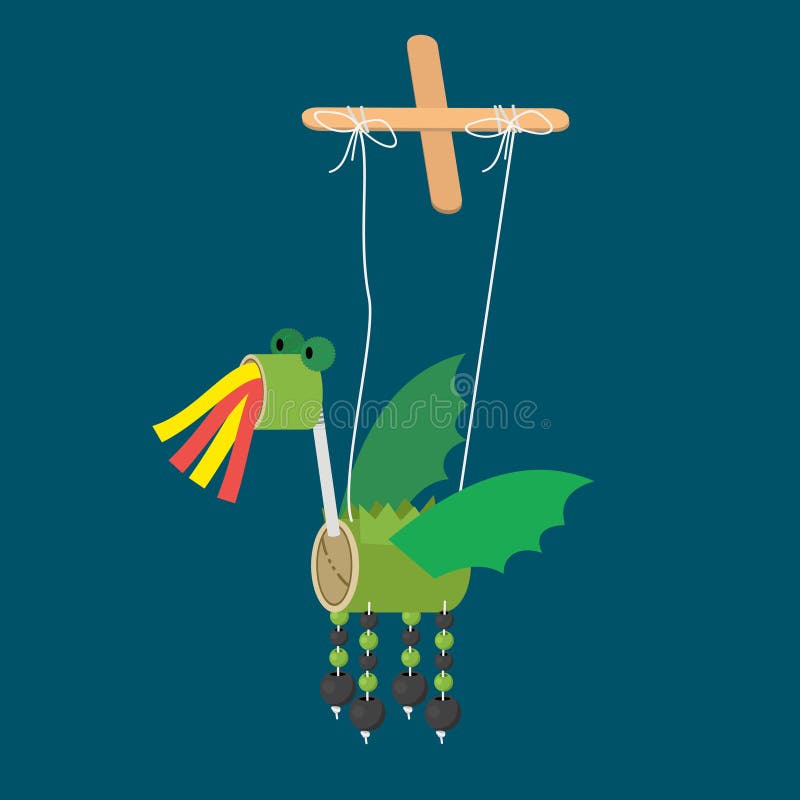 Funny Dragon Hanging on a Rope with a Cross. Stock Vector ...