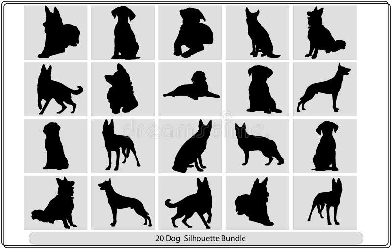 Vector Silhouette of Dog Animal Bundle Set Stock Vector - Illustration ...