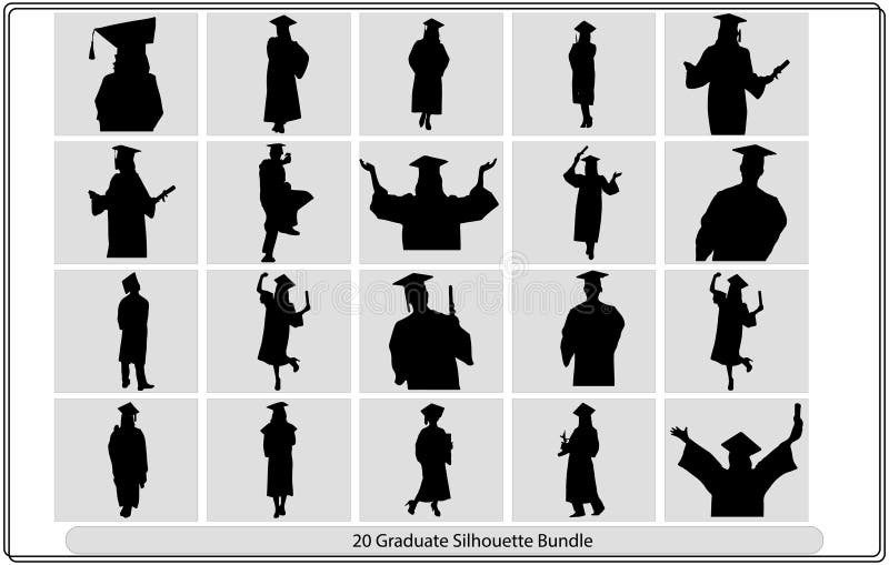 Graduates Celebrating Silhouettes in Different Poses,Happy Graduate ...