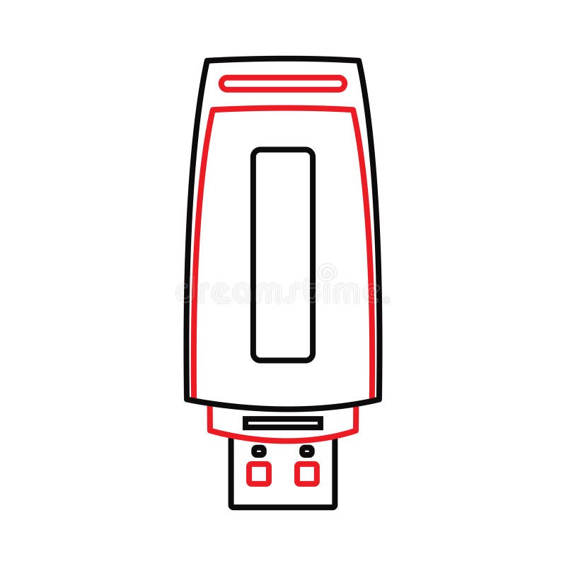 Flash Drive Pc Plate Line Vector Illustration, Simple and Elegant Stock ...