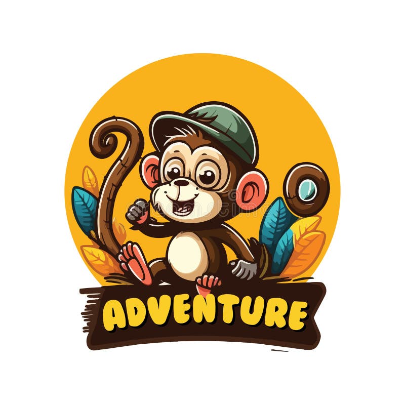 Vector Art of a Cute Monkey Adventure Stock Vector - Illustration of ...