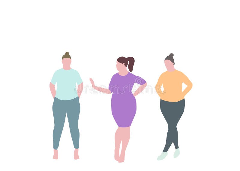 Colorful Overweight Women Silhouette Drawing Stock Vector ...