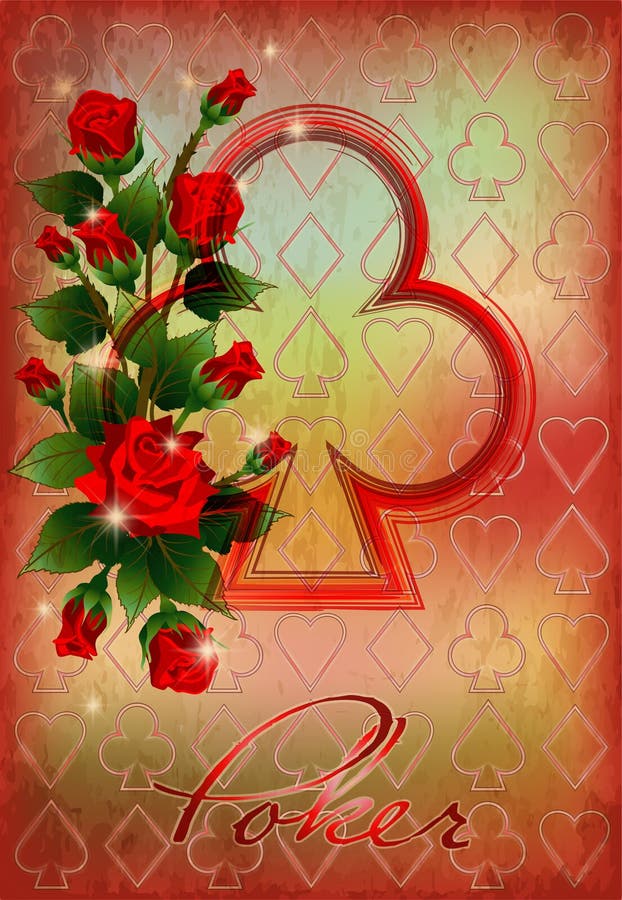 Clubs Poker Card with Rose Flowers. Vector Stock Vector - Illustration ...