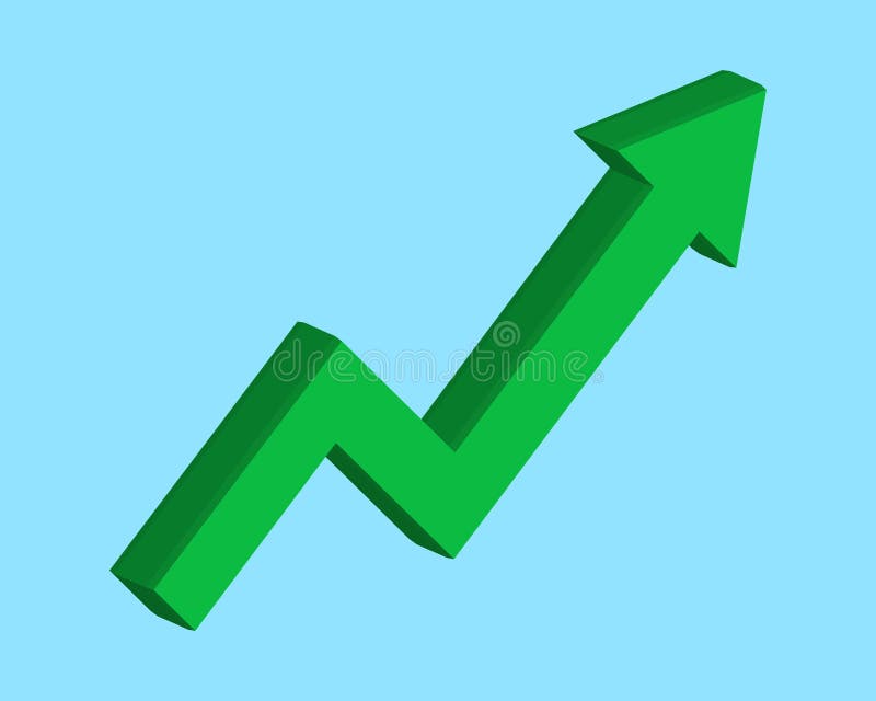 Growing Business 3d Green Arrow on Blue. Profit Arow Vector ...