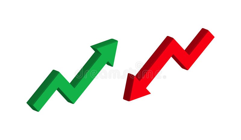 3d Up and Down Sign with Green and Red Arrows Vector on White. Design ...
