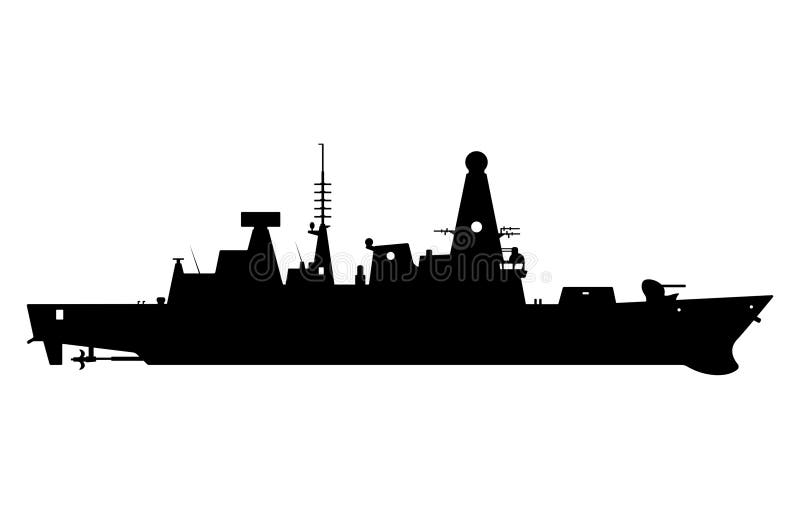 Military Destroyer Warship Vessel Silhouette, Army Battleship Stock ...