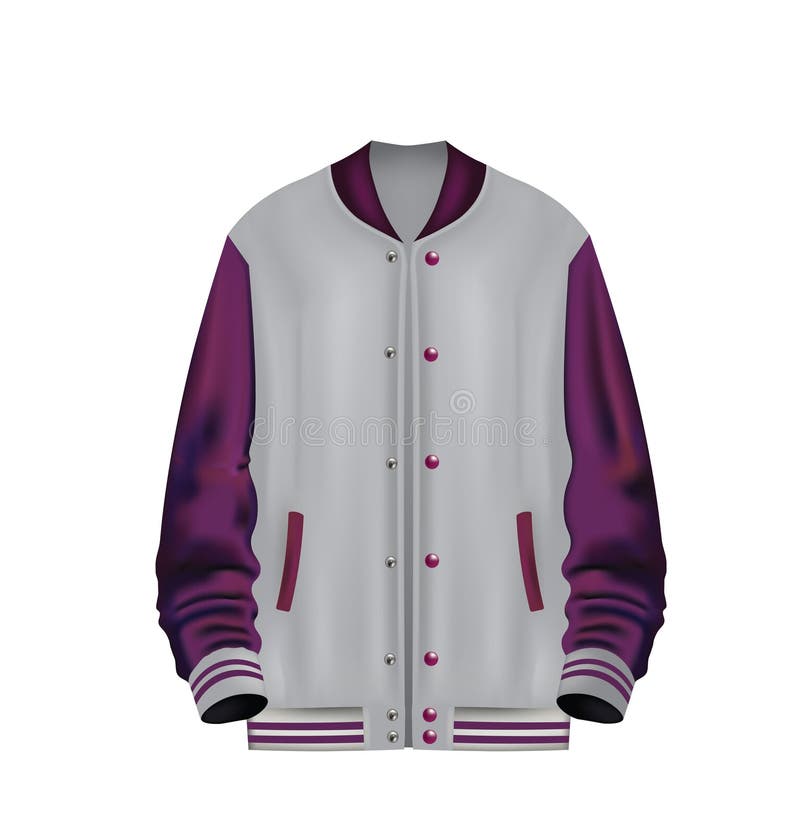 Realistic White and Purple Baseball Jacket Stock Vector - Illustration ...