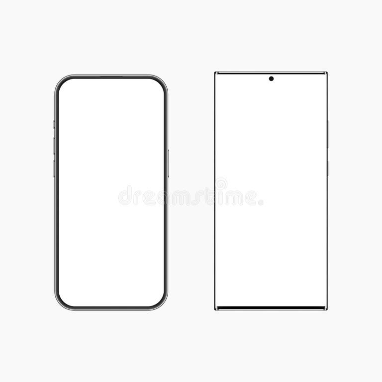 Modern Smartphones Models Mockups, Isolated on White Background Stock ...