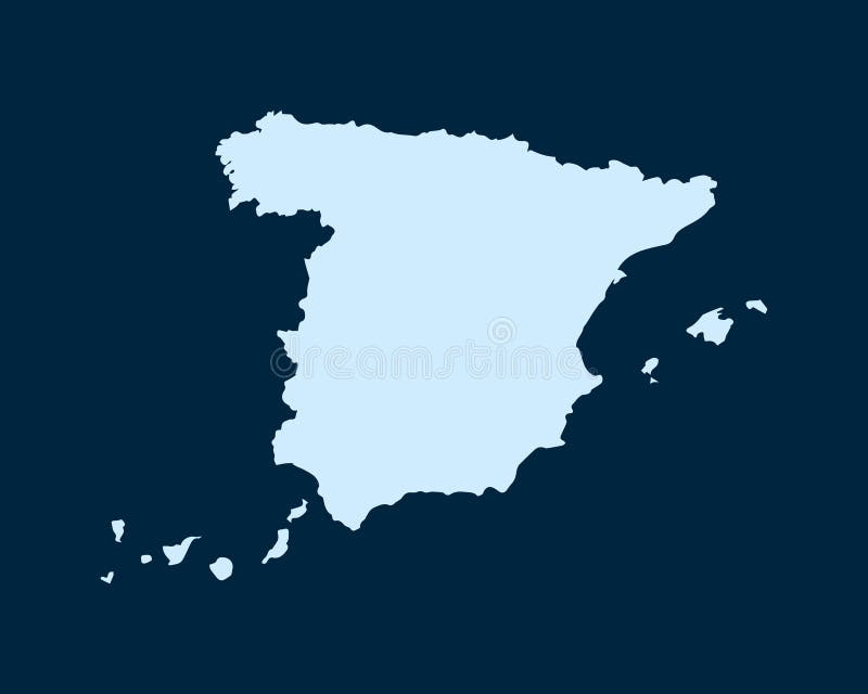 Light Blue Design Concept of Country Spain Map Isolated on Dark Green ...