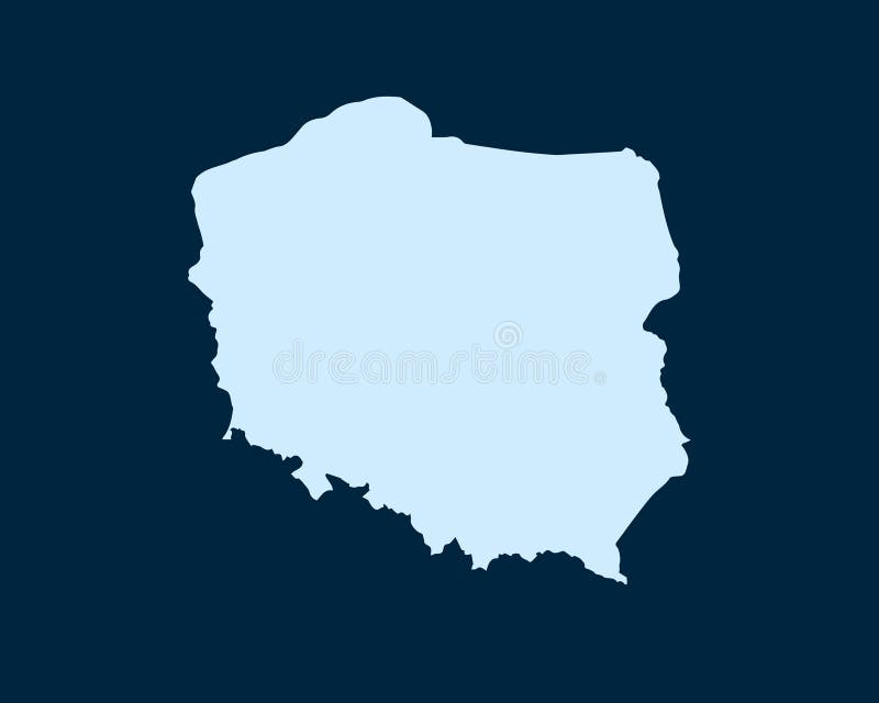 Light Blue Design Concept of Country Poland Map Isolated on Dark Green ...