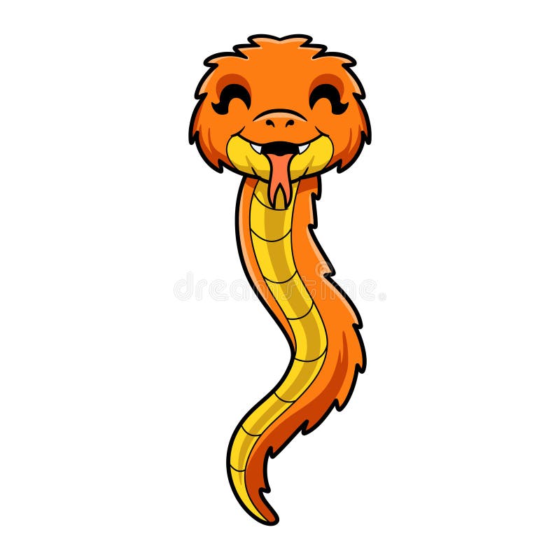 Cute Orange Spiny Bush Viper Cartoon Stock Vector - Illustration of ...