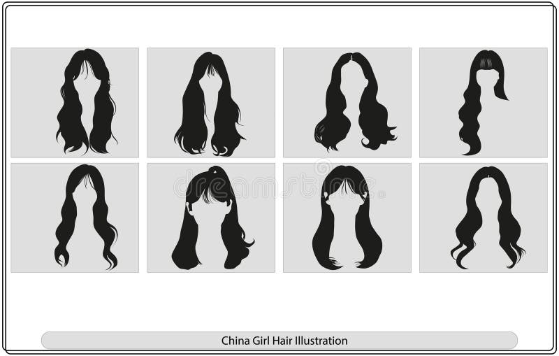 Girl Hair Illustration Long Hair Vector Bundle Stock Vector ...