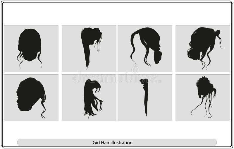 Girl Hair Illustration Long Hair Vector Bundle Stock Vector ...