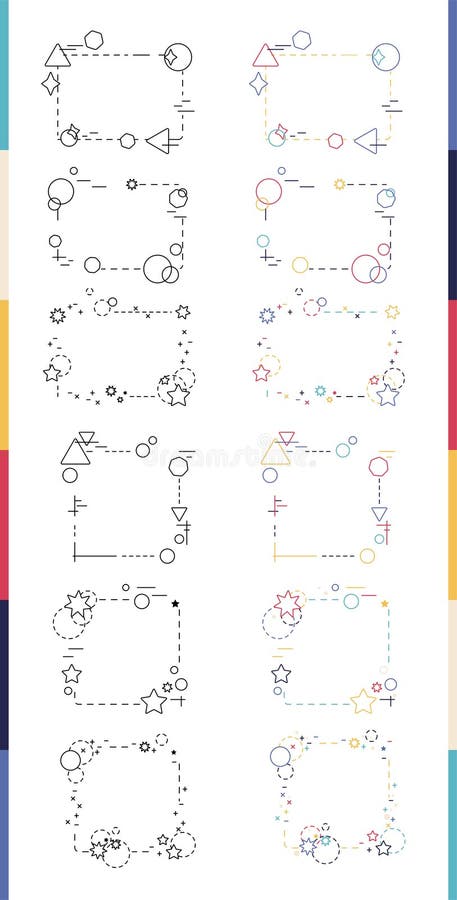 Geometric Shape Borders Outline in Memphis Design Style. Stock Vector ...