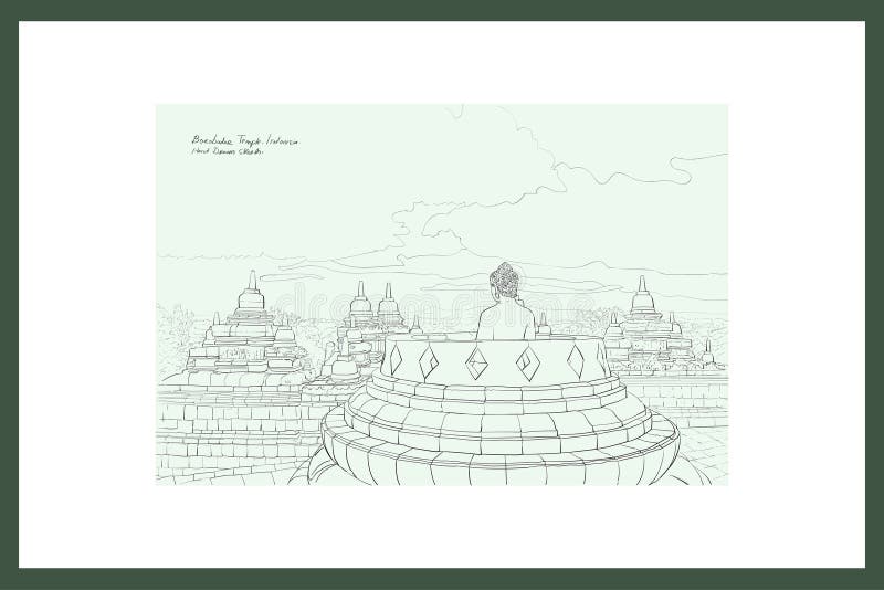 HAND DRAWN CANDI BOROBUDUR stock illustration. Illustration of buddha ...