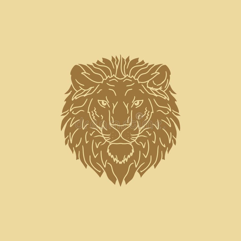Illustration Hand Drawing Gold Head Lion Vector Stock Vector ...