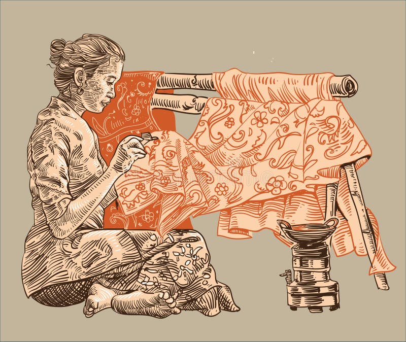 Batik craftsmen stock vector. Illustration of abstract - 271317203