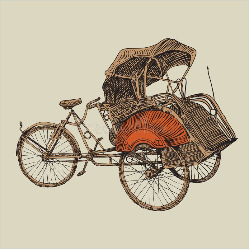 Pedicab yogyakarta stock vector. Illustration of bicycle - 271317245