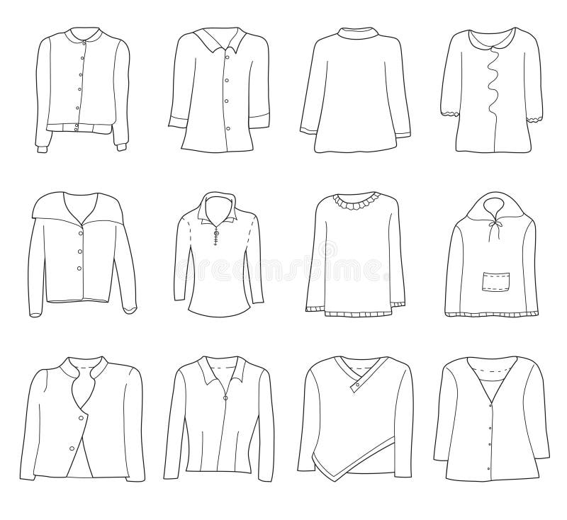 Hand Drawn Doodle Set with Clothes. Stock Vector - Illustration of ...