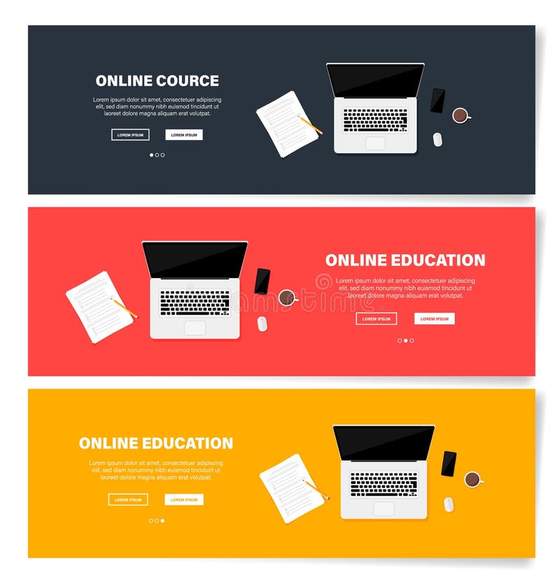 Set of Banners for Online Education and Courses. Vector Illustration ...