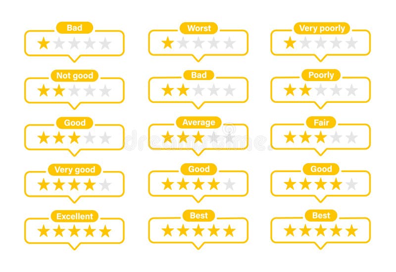 Message Bubbles with a Star Rating for Quality Service, Game Rate, or ...