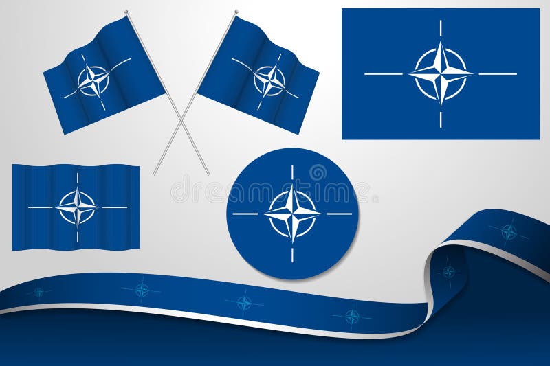 Set of Nato Flags in Different Designs Editorial Stock Image ...