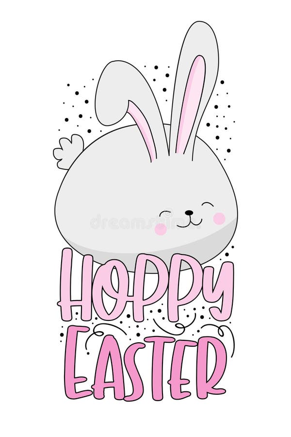 Hoppy Easter - Cute Hand Drawn Bunny Isolated on White Background ...
