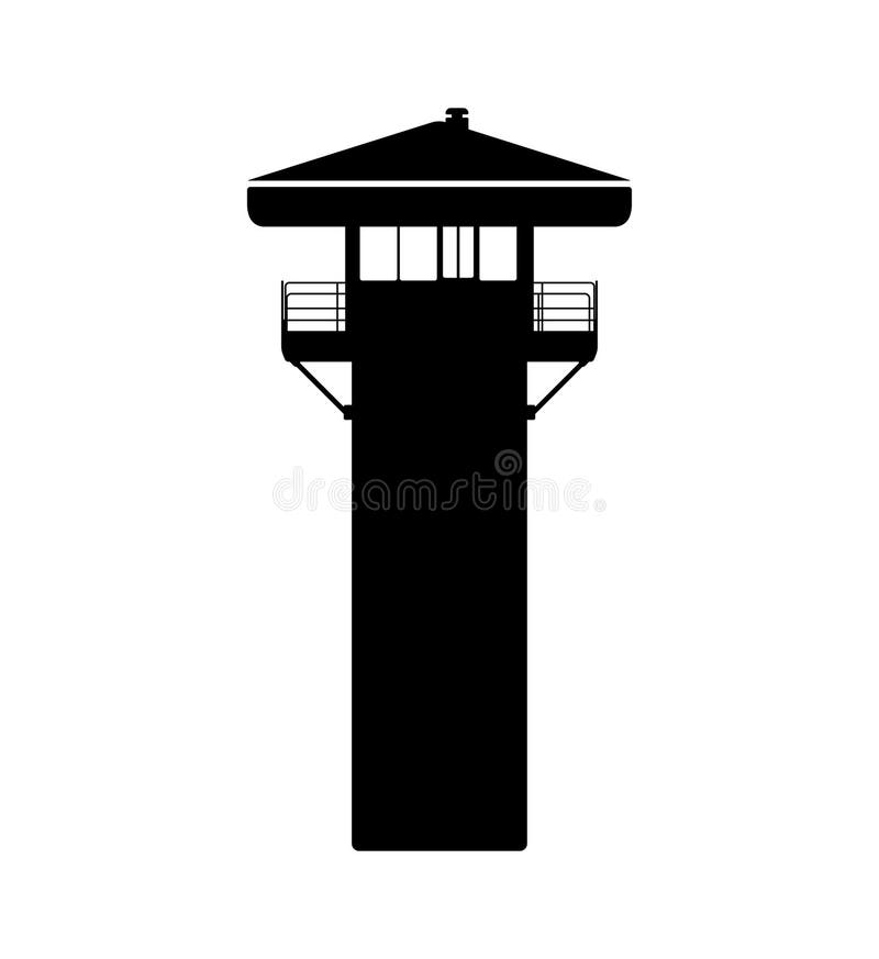 Prison Tower Silhouette, Watchtower Jail Checkpoint Overlook Stock ...