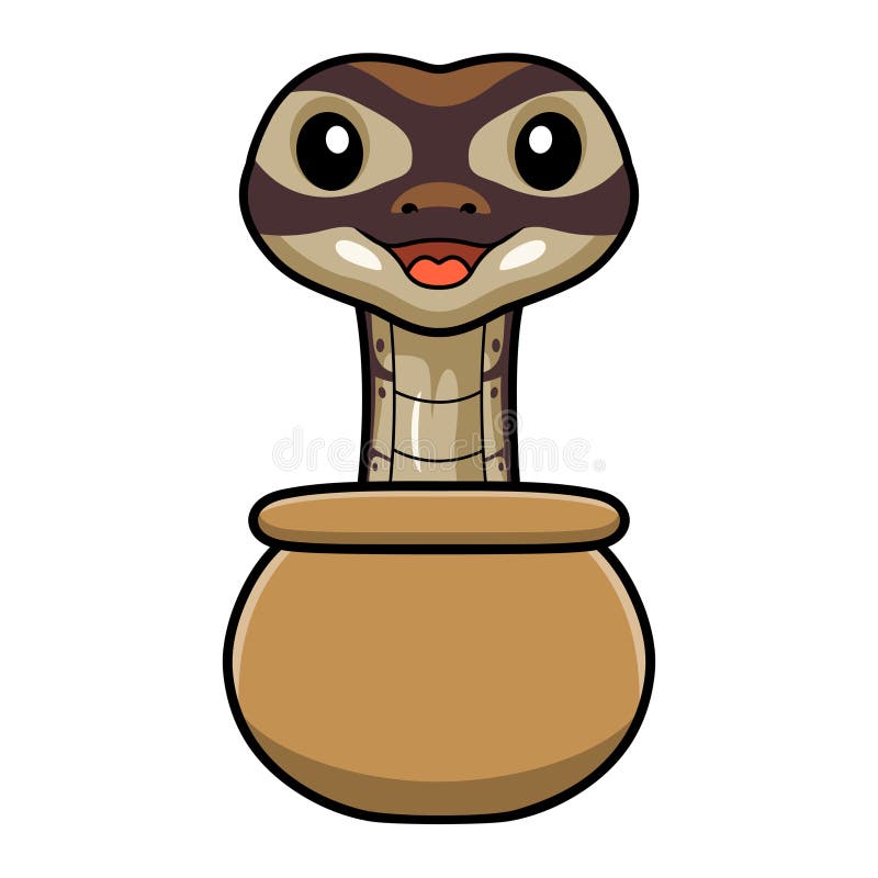 Cute Black Head Butter Ball Python Cartoon Inside the Sack Stock Vector ...